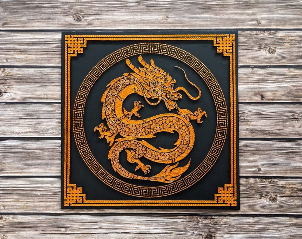 Majestic Dragon – Handmade String Art Wall Decor - Jaunii Arts